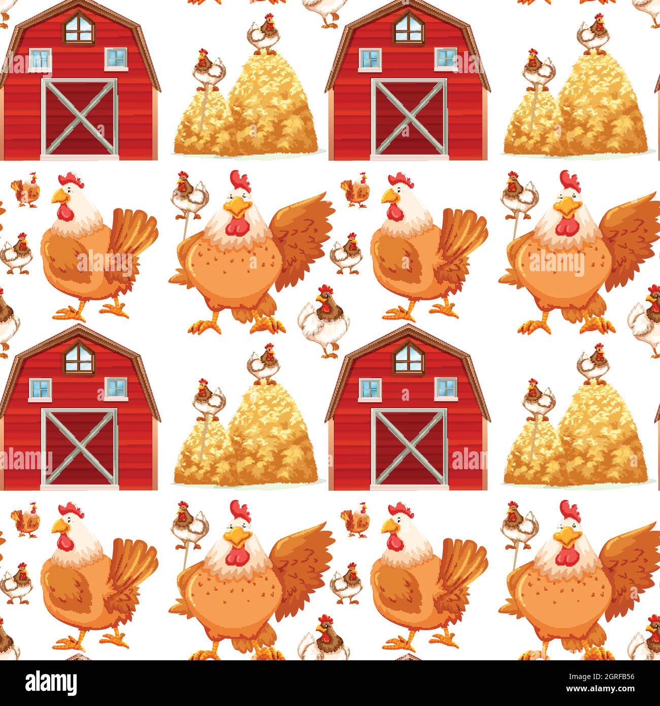 Seamless background with barn and chickens Stock Vector Image & Art - Alamy