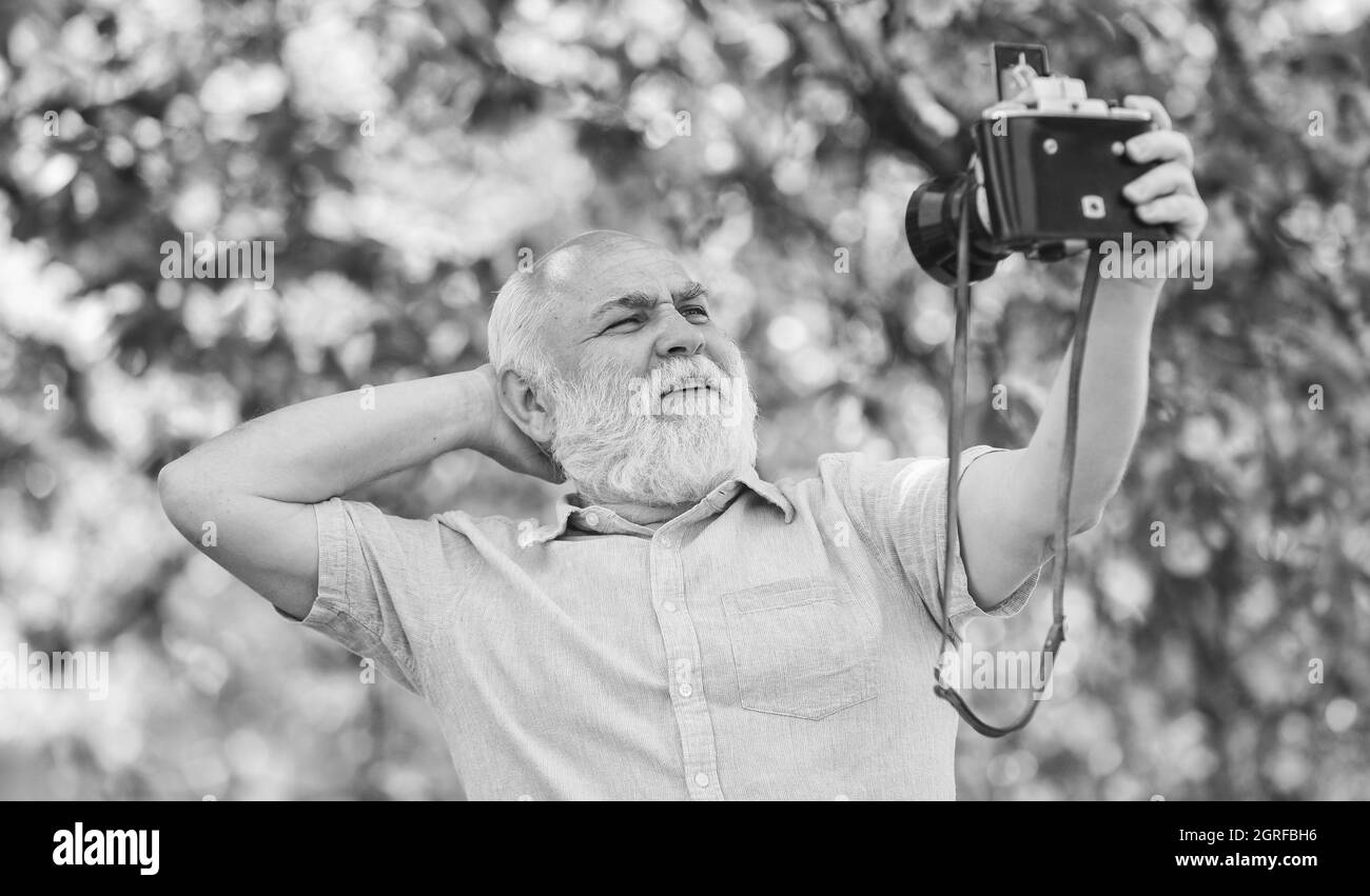Self portrait. Memories in snap. Retro equipment for taking photo ...