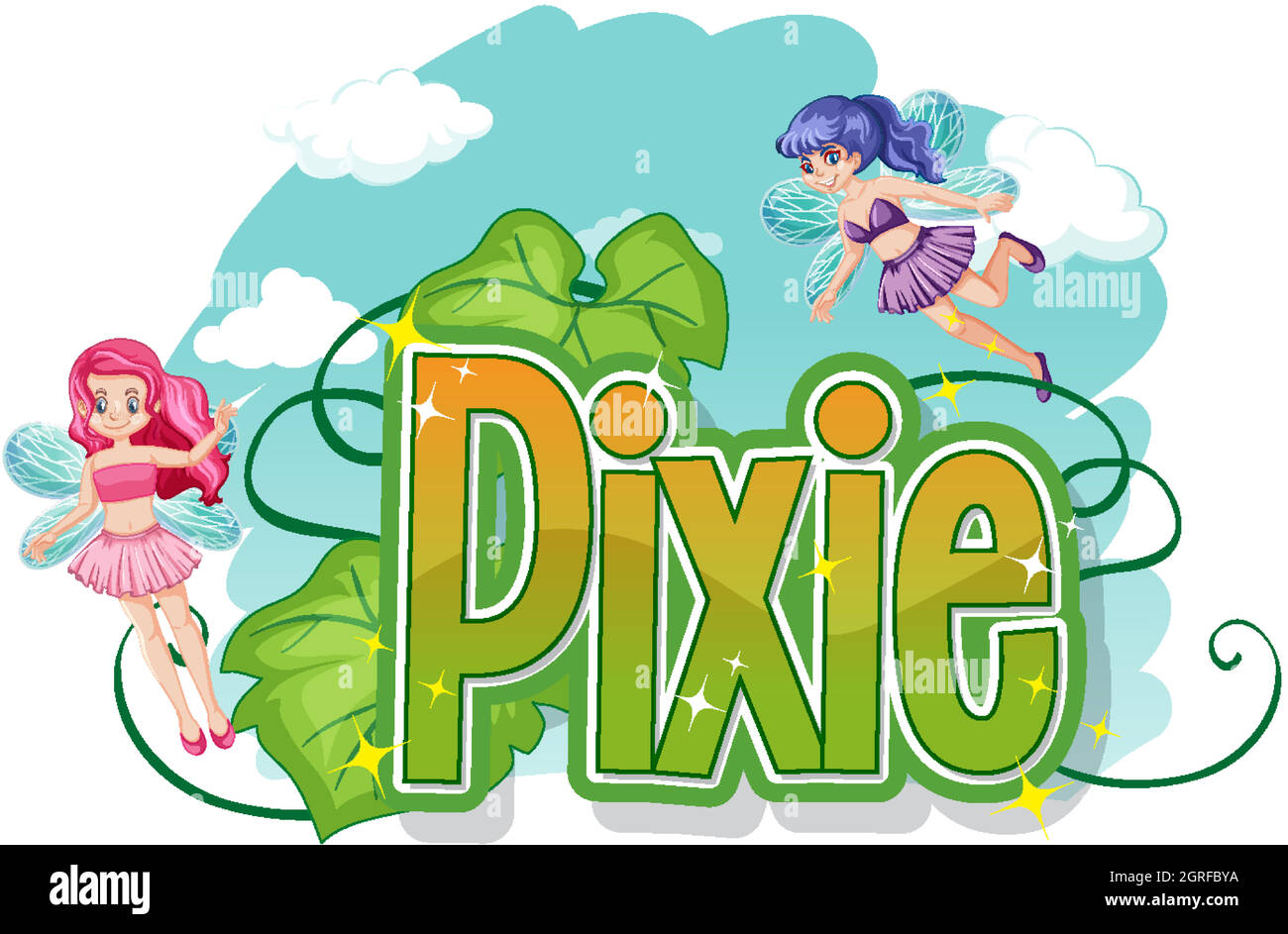 Pixie logos with little fairy on white background Stock Vector Image ...