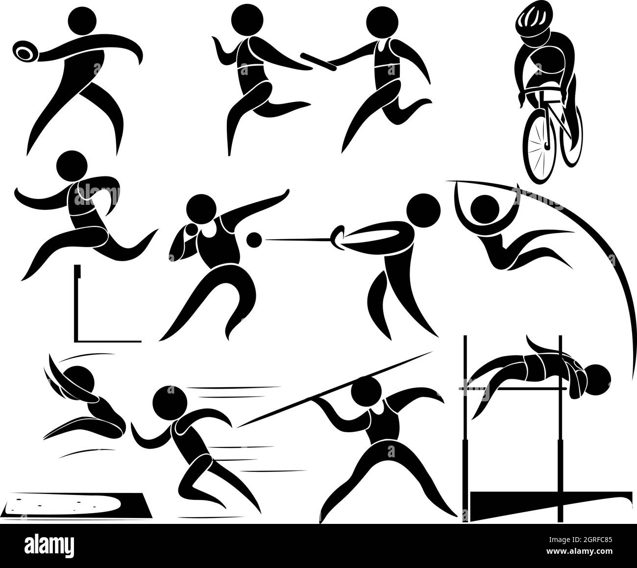 Silhouette icons for track and fields Stock Vector Image & Art - Alamy