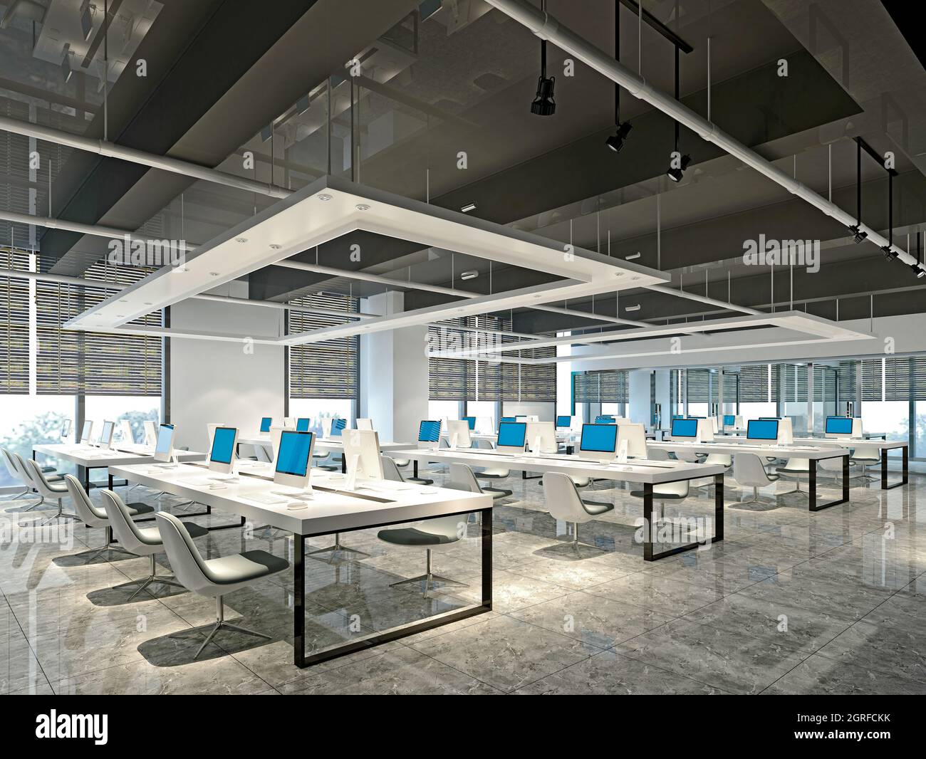 3d render of working office Stock Photo - Alamy