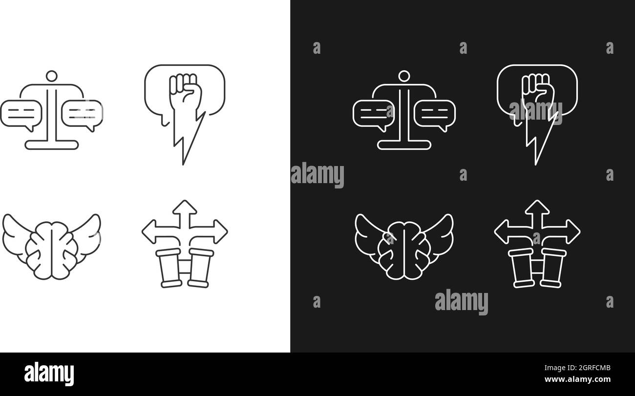 Argumentation skills linear icons set for dark and light mode Stock ...