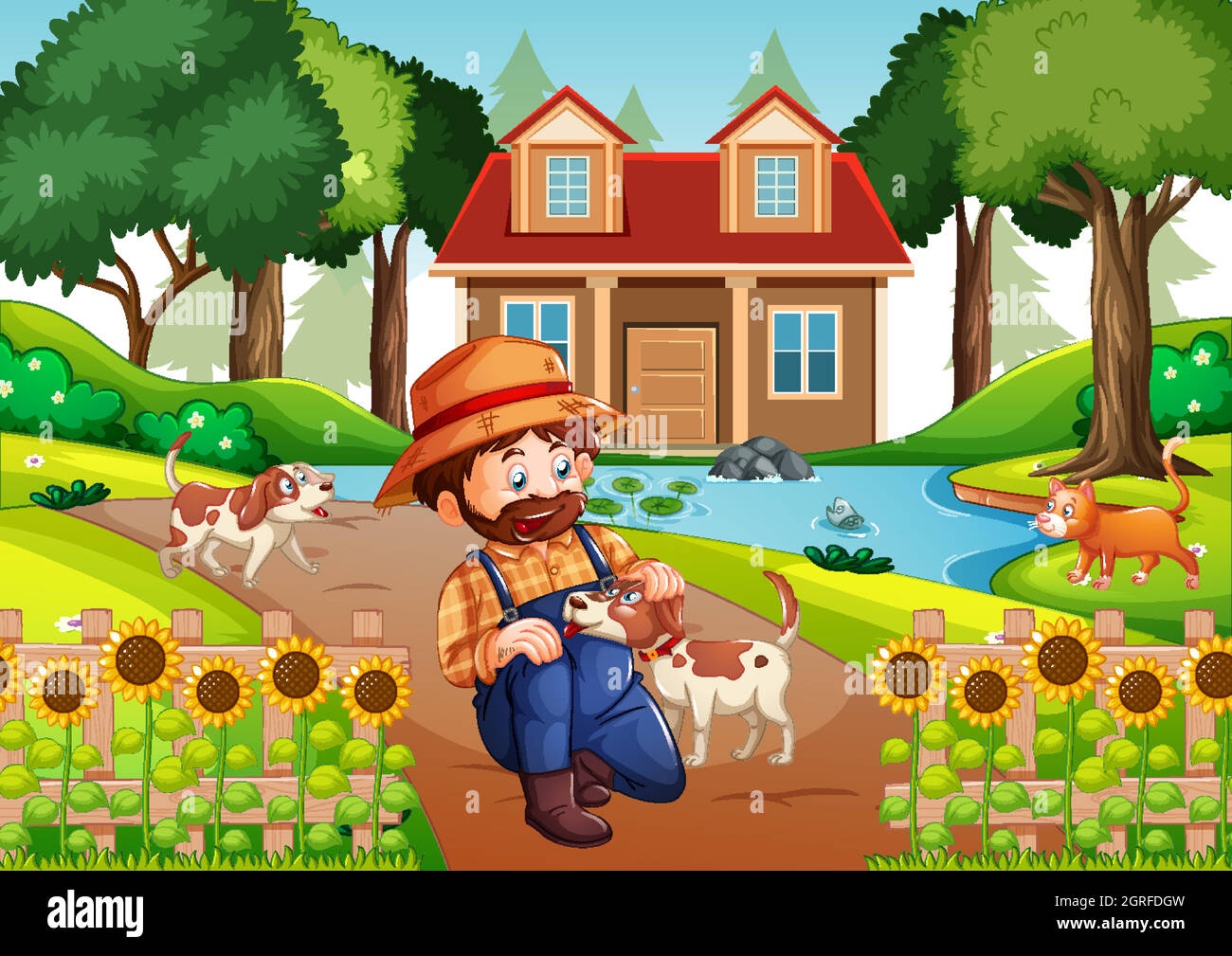 Man with dog in home Stock Vector Images - Alamy