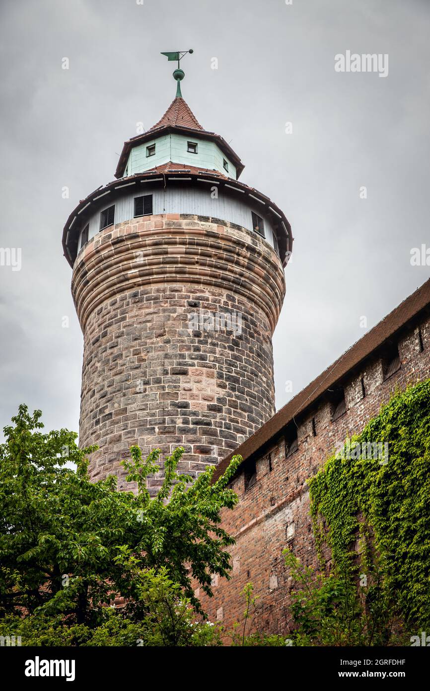 Sinwell Tower in Imperial Castle of Nuremberg close up, Germany Stock ...
