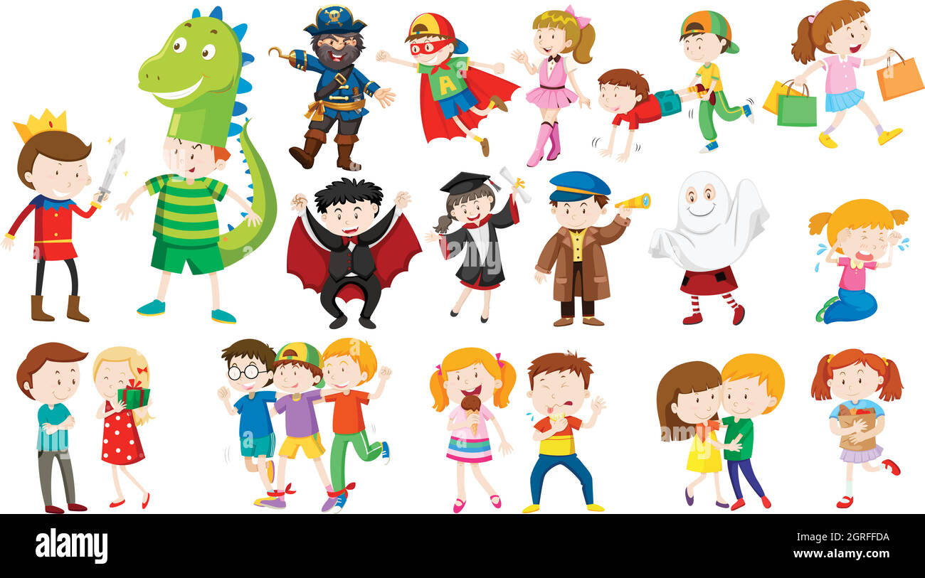 Many kids in different costumes Stock Vector Image & Art - Alamy