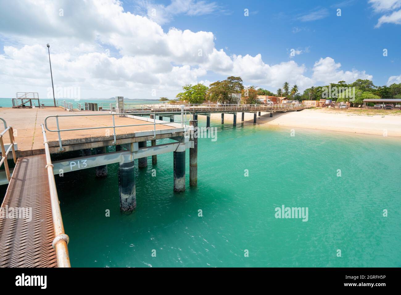 View from Seisia Jetty looking towards Seisia Beach, Cape York ...