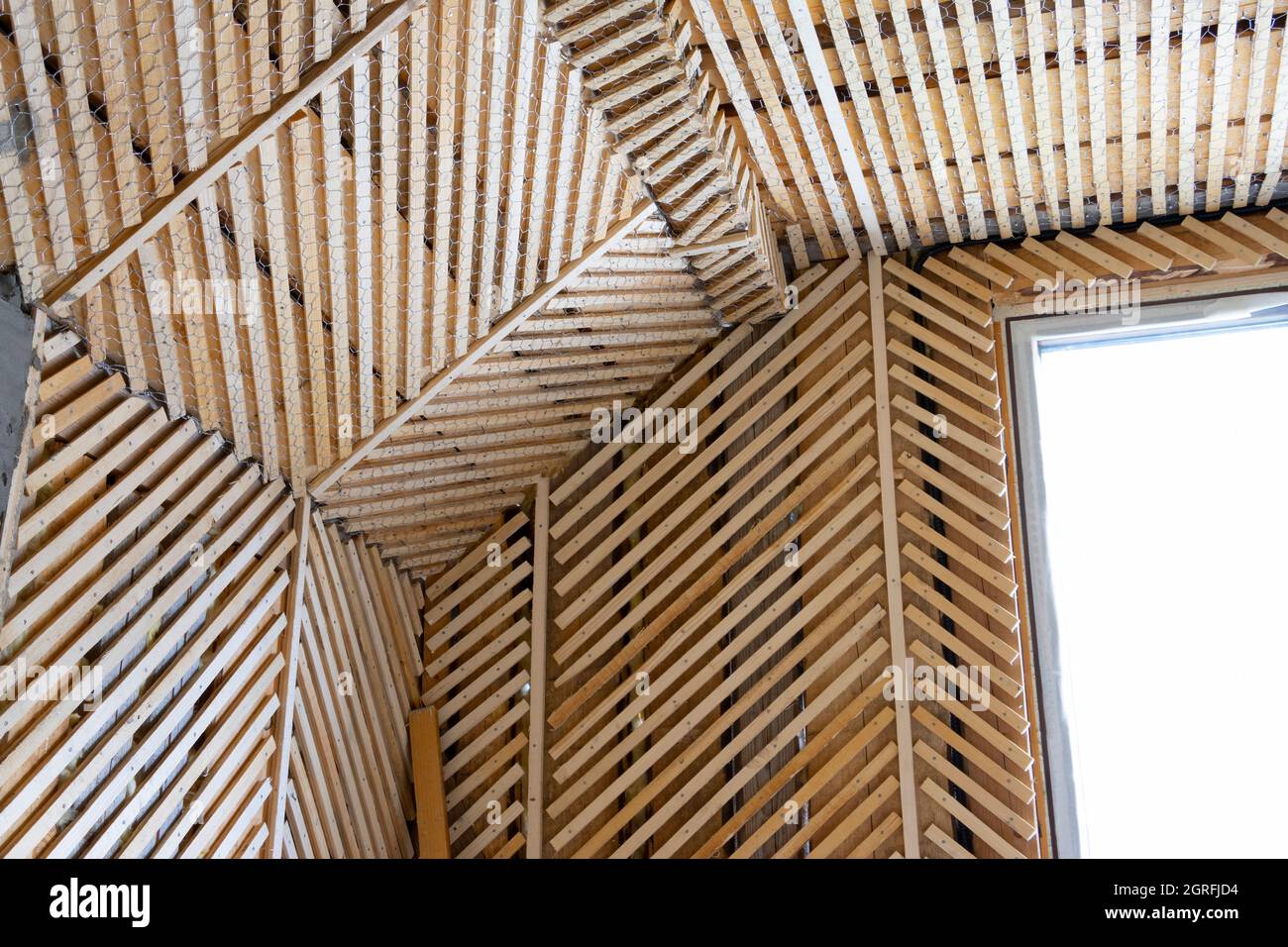 wooden laths for new house construction Stock Photo - Alamy