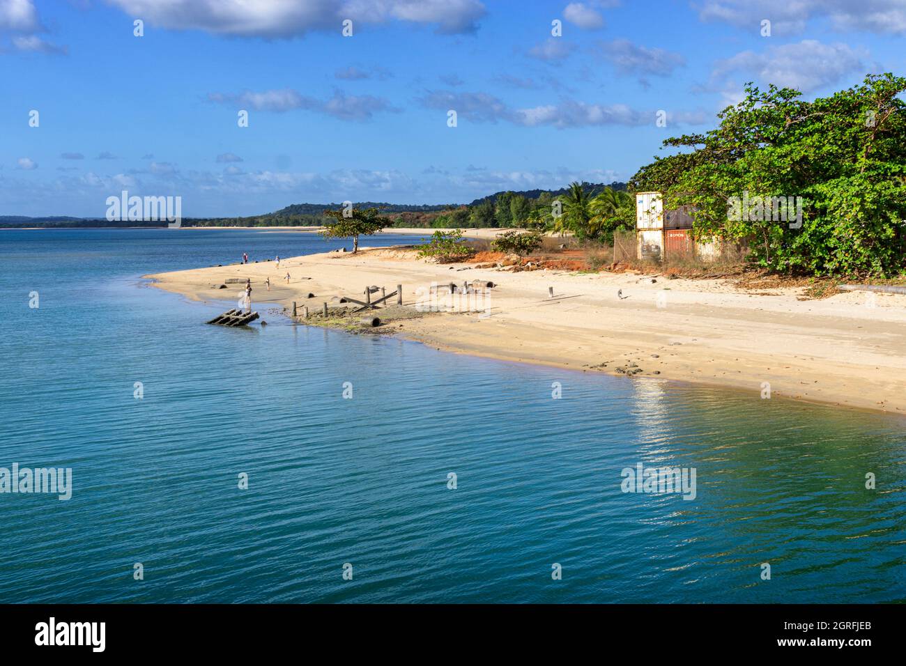 Seisia Beach with remains of old jetty, Cape York Peninsula, Far North ...