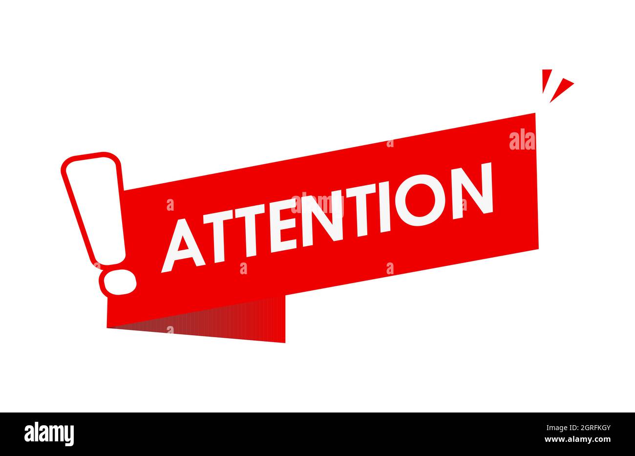 Attention banner with ribbon and exclamation mark hi-res stock ...