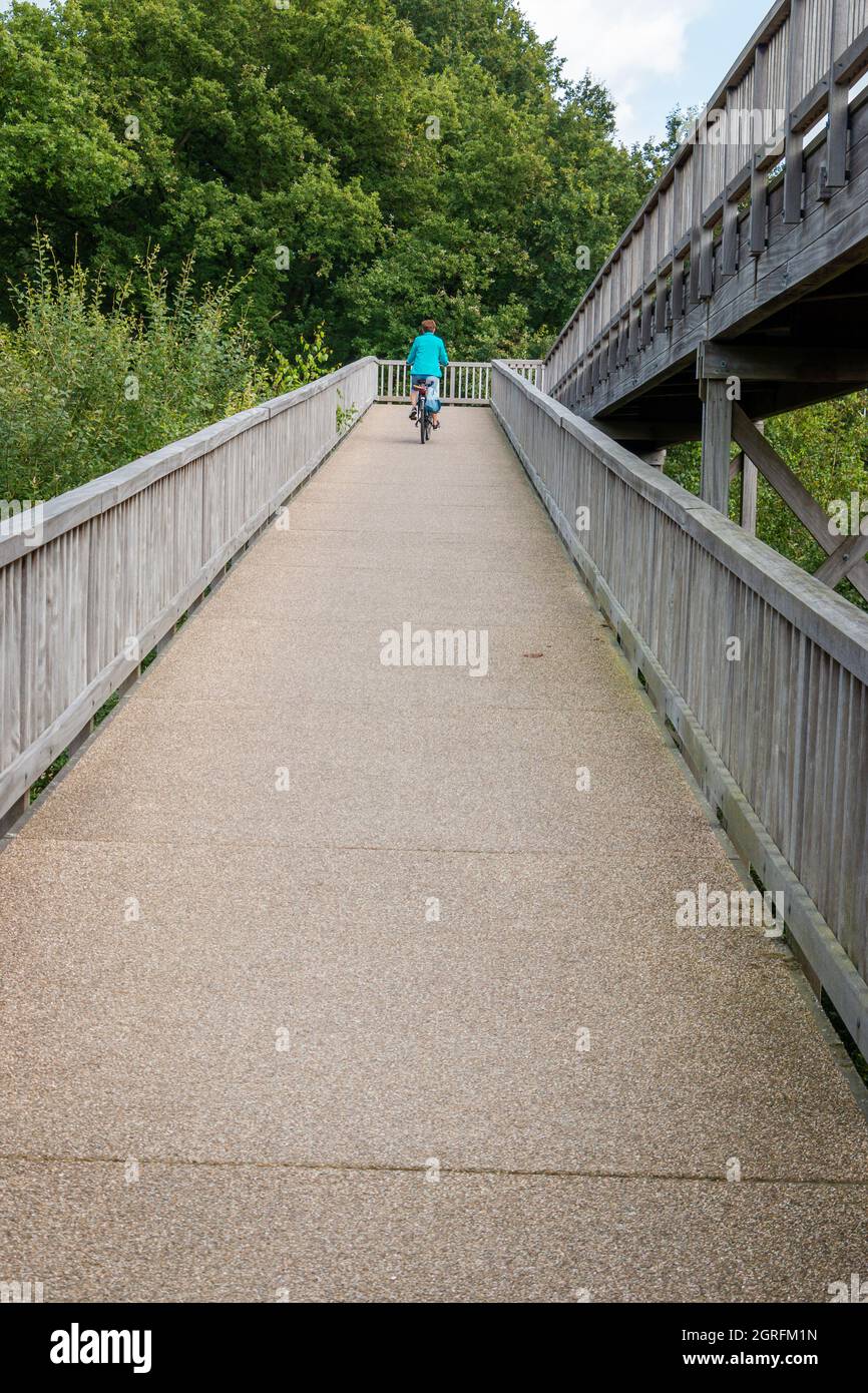 Cycling on a bike path with a steep slope to relax in nature, province ...