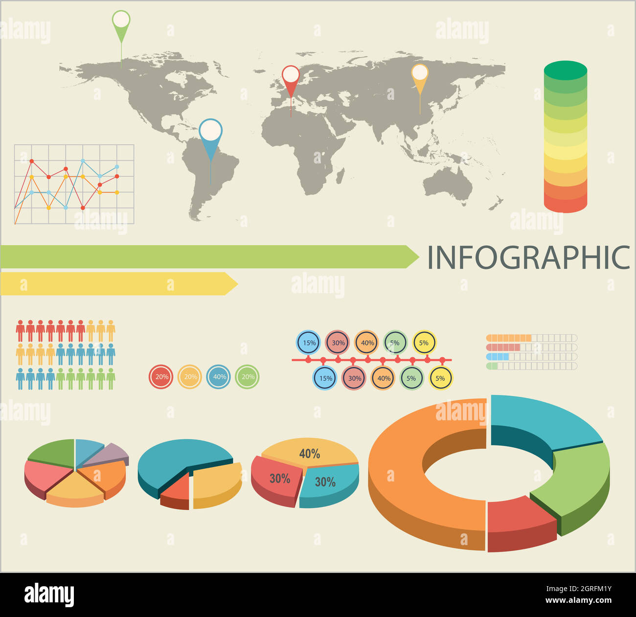 An infographics with pie graphs Stock Vector Image & Art - Alamy