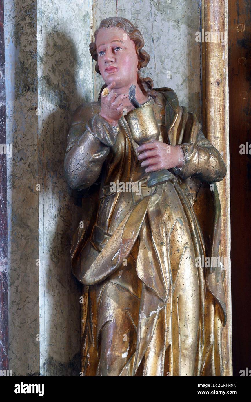 Saint John, statue on the altar of Saint Valentine in the parish church ...