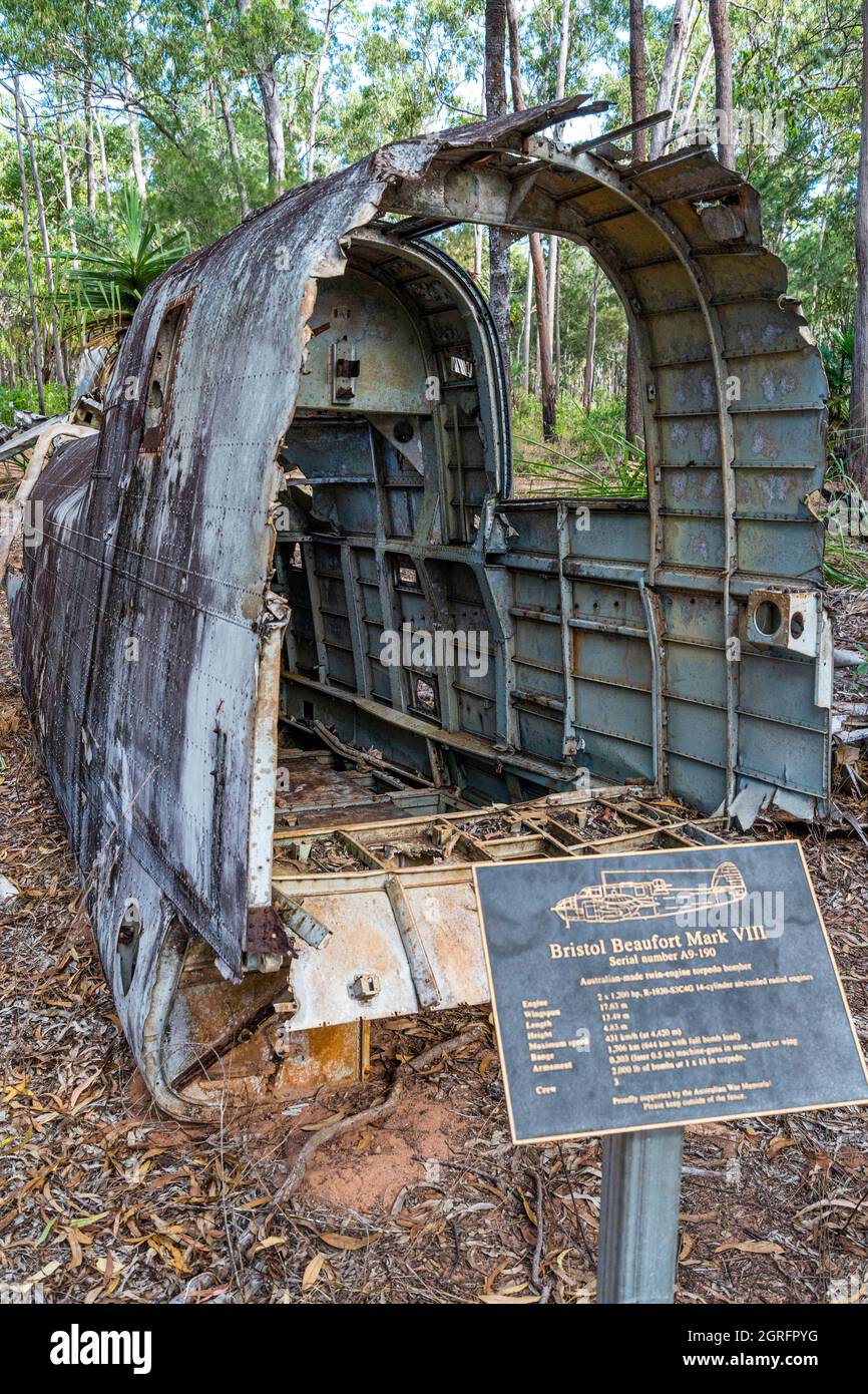 Wreckage of Beaufort Bomber which crash landed near Higgins Field, in ...