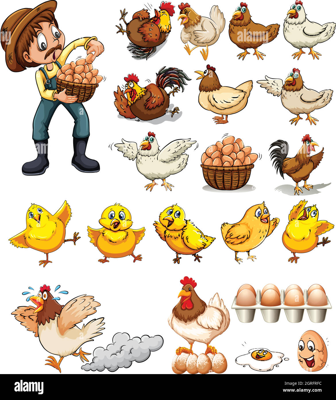 Collecting eggs farm Stock Vector Images - Alamy