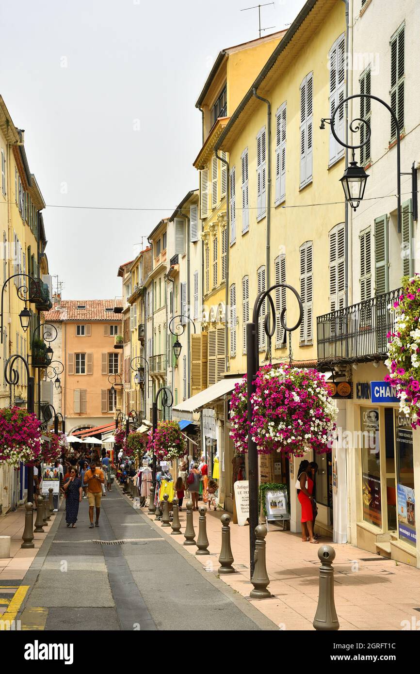 France, Alpes Maritimes, Antibes, the Old town, Rue Georges Clemenceau ...