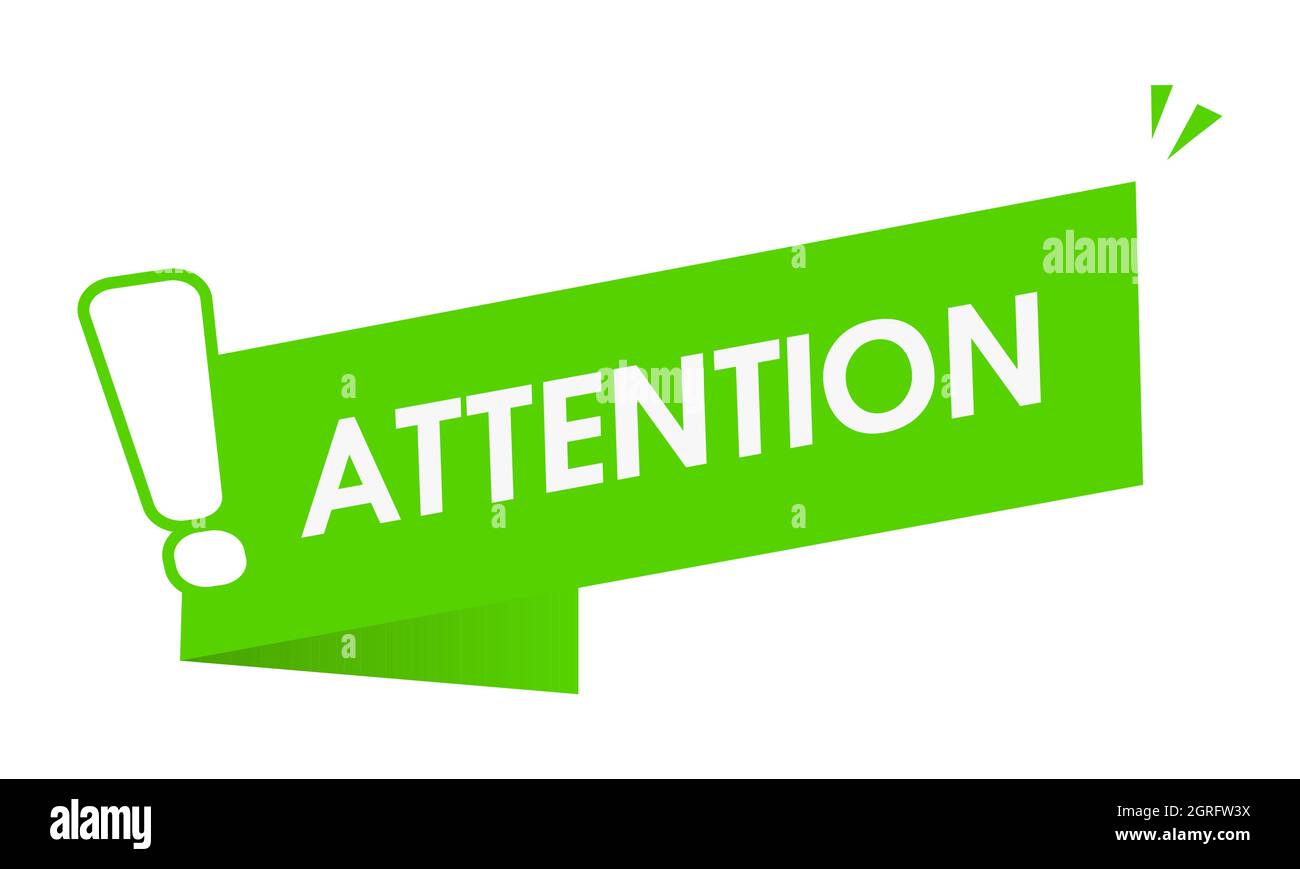 Green vector illustration banner attention with exclamation mark Stock ...