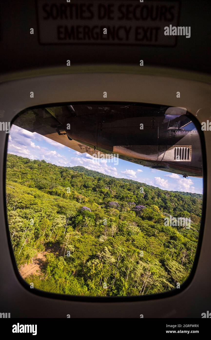 France, French Guiana, Saül, Parc Amazonien de Guyane, take-off above ...