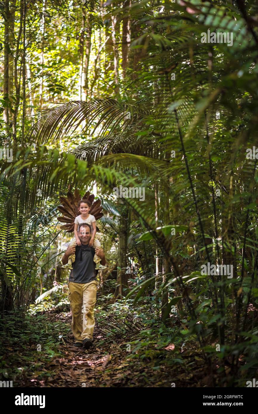 France, French Guiana, Saül, Parc Amazonien de Guyane, family hike in ...