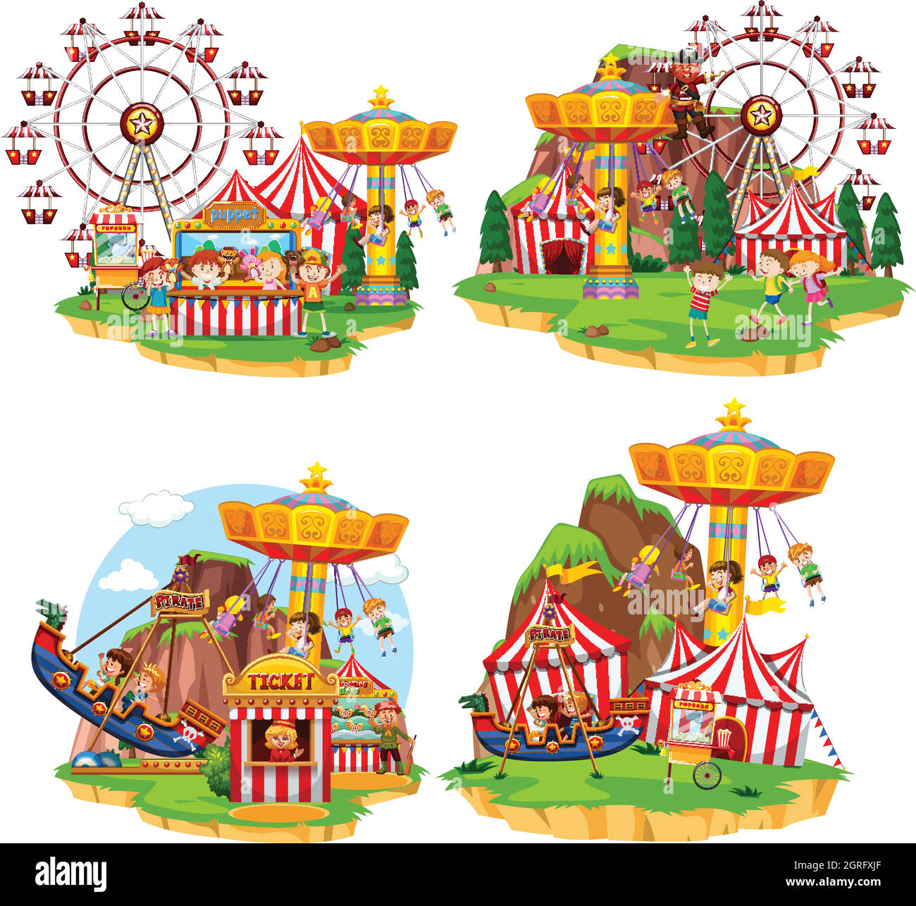 Colorful carnival rides Stock Vector Images - Alamy
