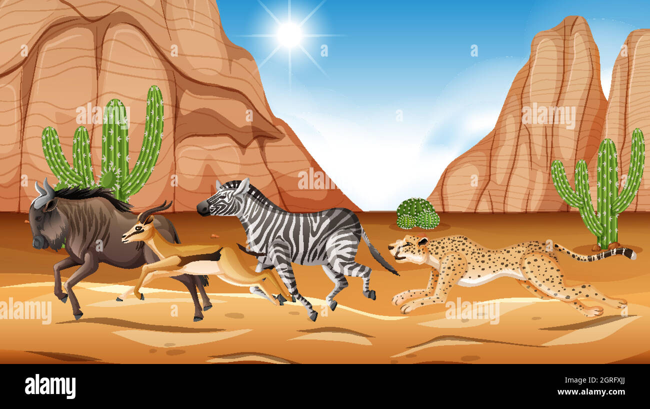 Wild animal running Savanna Stock Vector Image & Art - Alamy