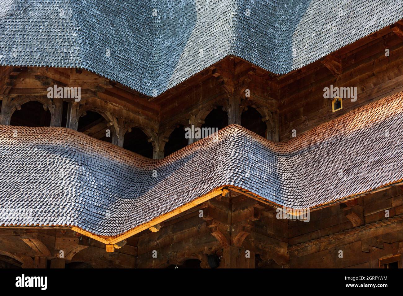 Romania, Maramures region, Sapanta, wooden monastery of Peri Sapanta ...