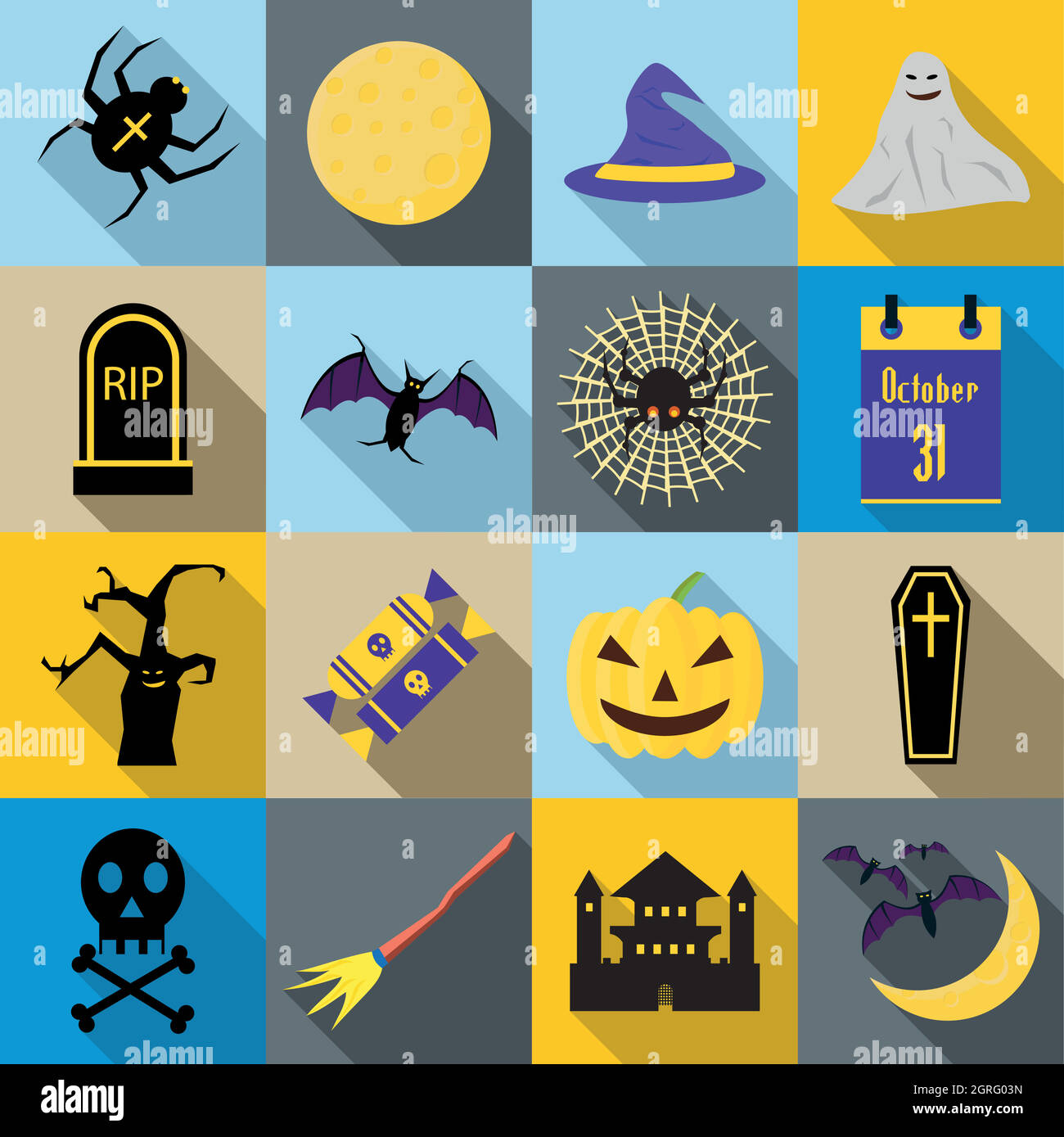 Halloween icons set in flat style Stock Vector Image & Art - Alamy