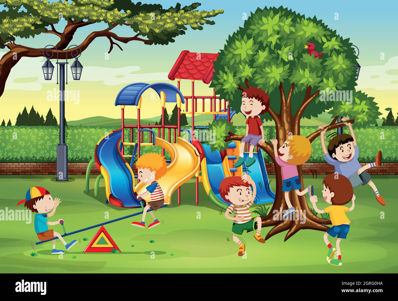 Many children playing in the park Stock Vector Image & Art - Alamy