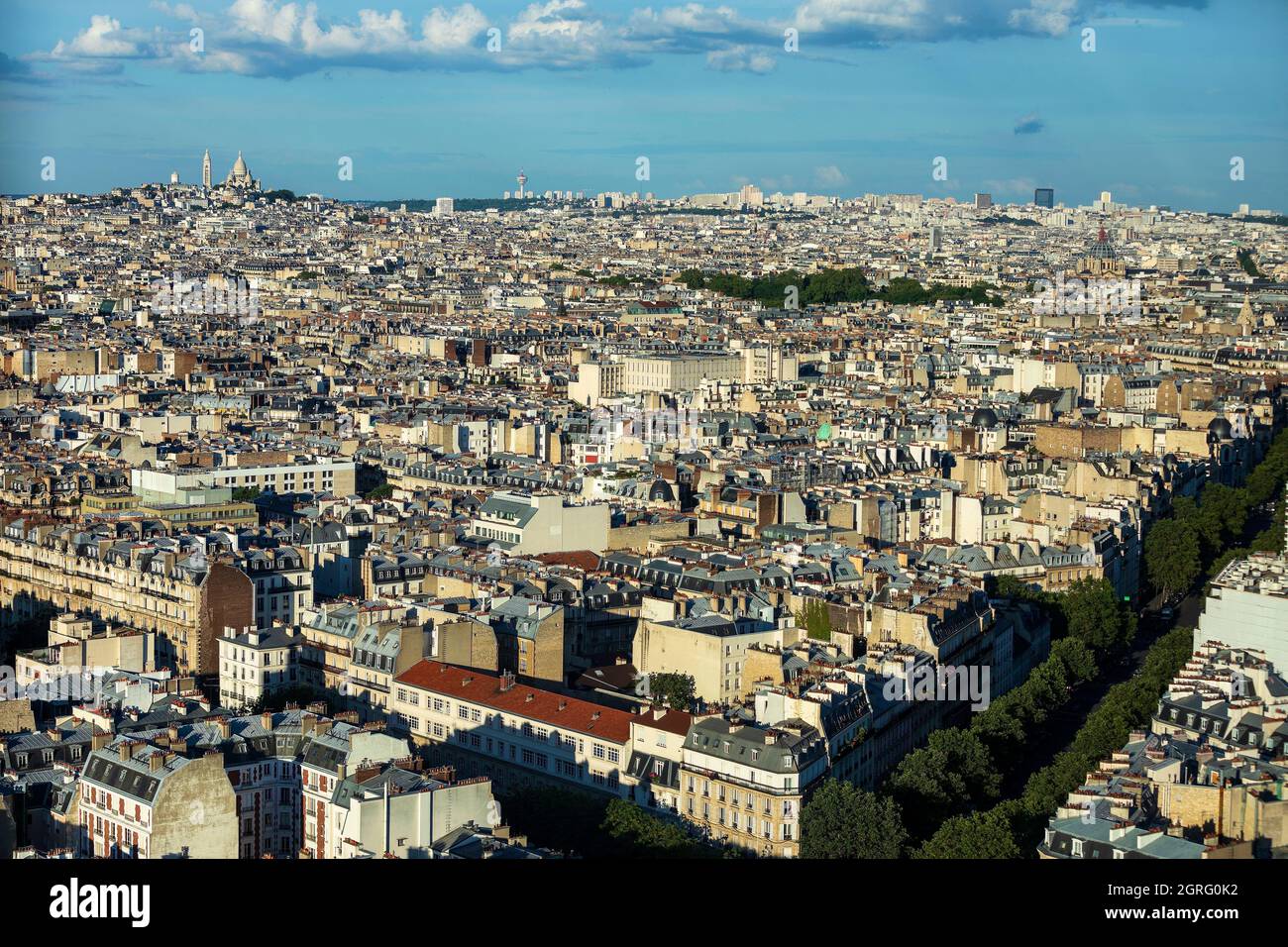 France, Paris, Montmartre and the Sacre Coeur seen from the Ternes ...