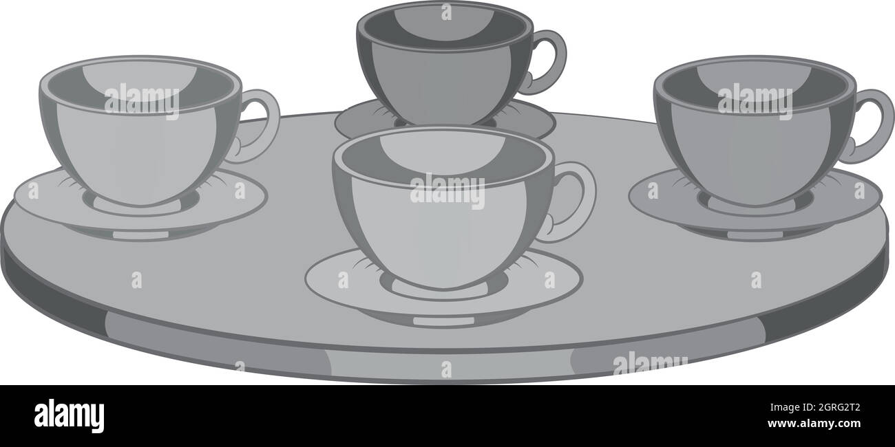 Four mugs on the table icon, monochrome style Stock Vector Image & Art ...