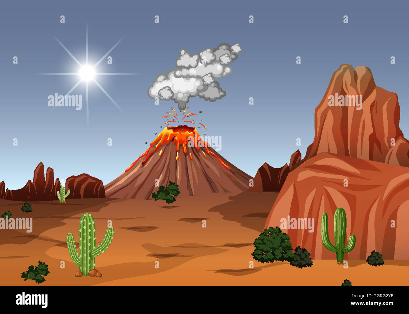 Scene volcano eruption illustration hi-res stock photography and images ...