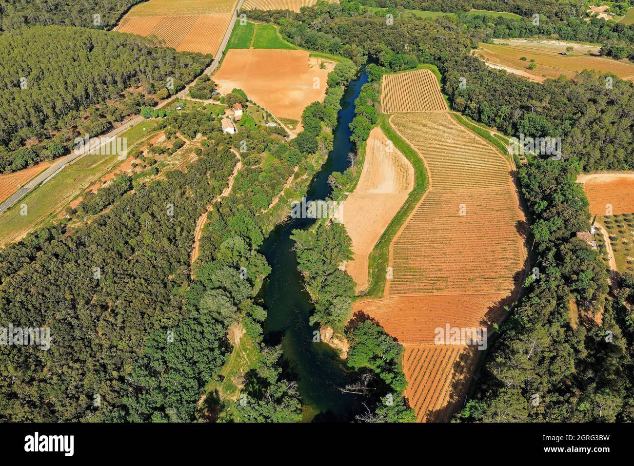 France, Var, Carces and Le Thoronet, vineyards along the L'Argens river ...