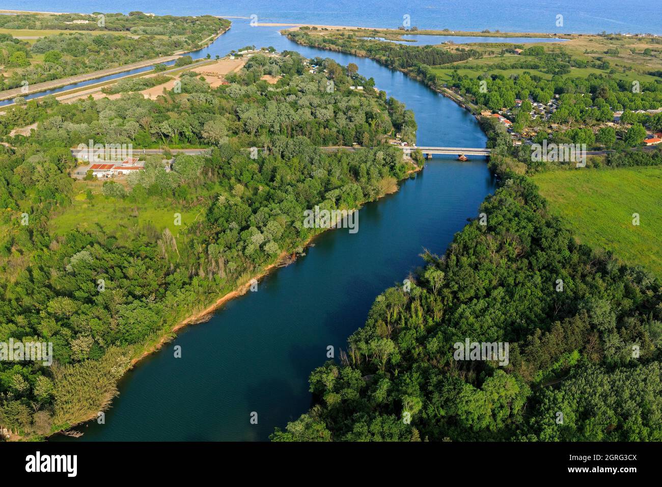 France, Var, Frejus, bridge over the river L'Argens and Le Reyran ...