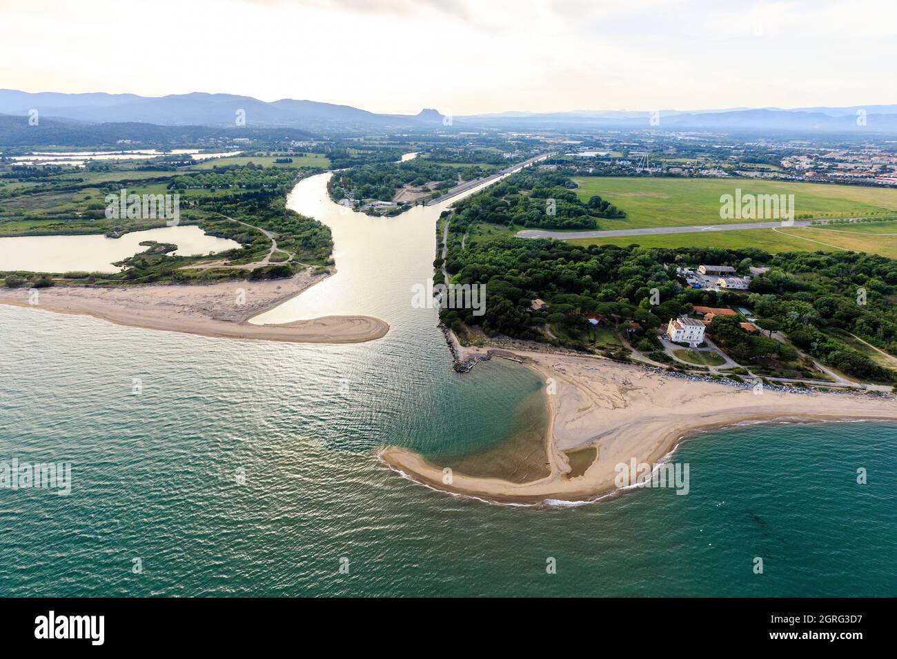 France, Var, Frejus, Saint Aygulf, L'Argens river and Le Reyran, mouth ...