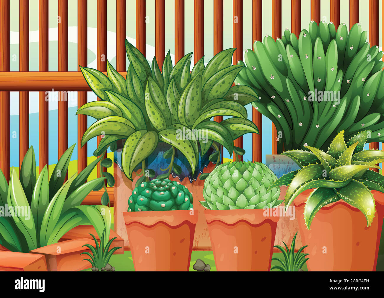 Pots with plants Stock Vector Image & Art - Alamy