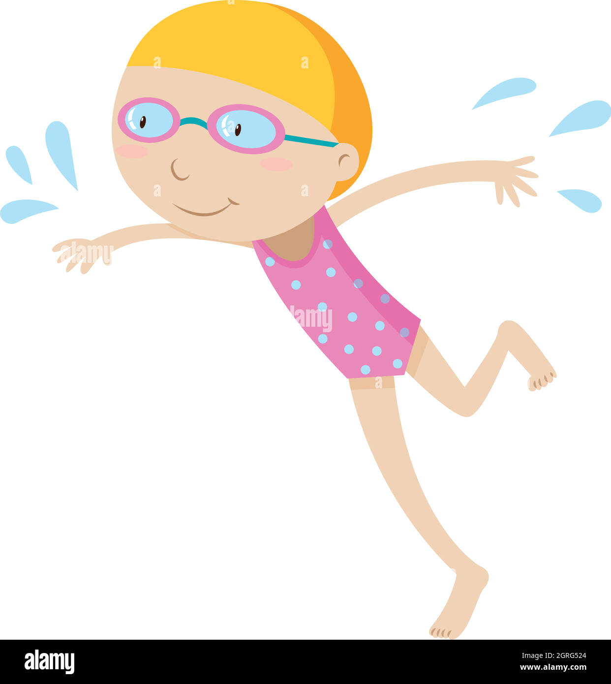 Little Girl Swimming Clipart