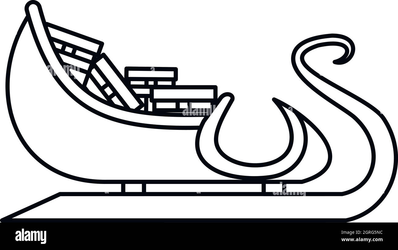 Santa Claus sleigh with gifts icon, outline style Stock Vector Image ...