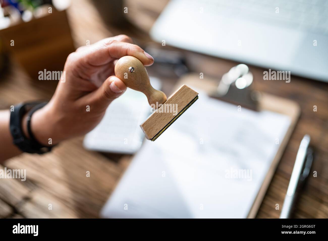 Public Notary Contract Document Stamp And Permit Approve Stock Photo ...