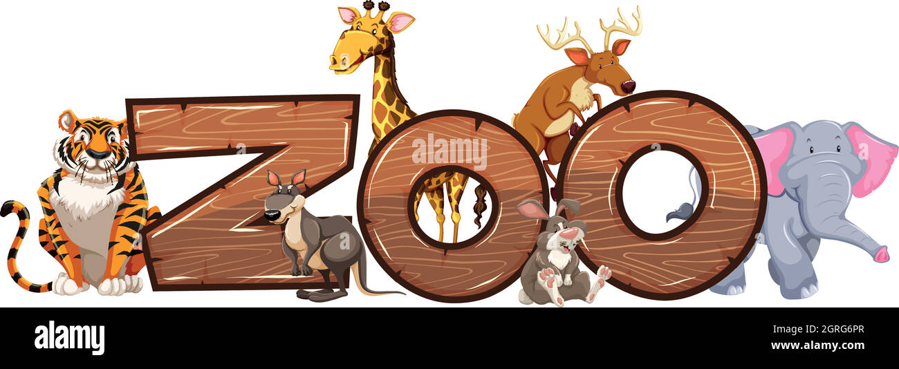 Word design for zoo with wild animals Stock Vector Image & Art - Alamy
