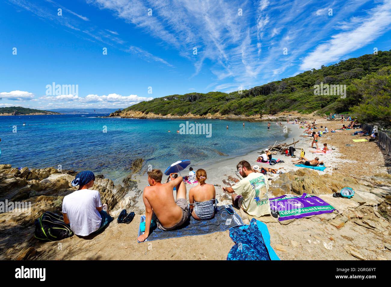 France, Var, Hyeres Islands, National Park of Port Cros island of Port ...