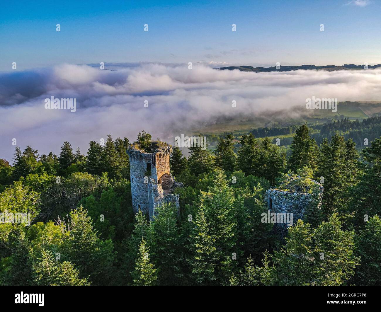France, Haute Loire, Siauges Sainte Marie, castle of Saint Romain ...