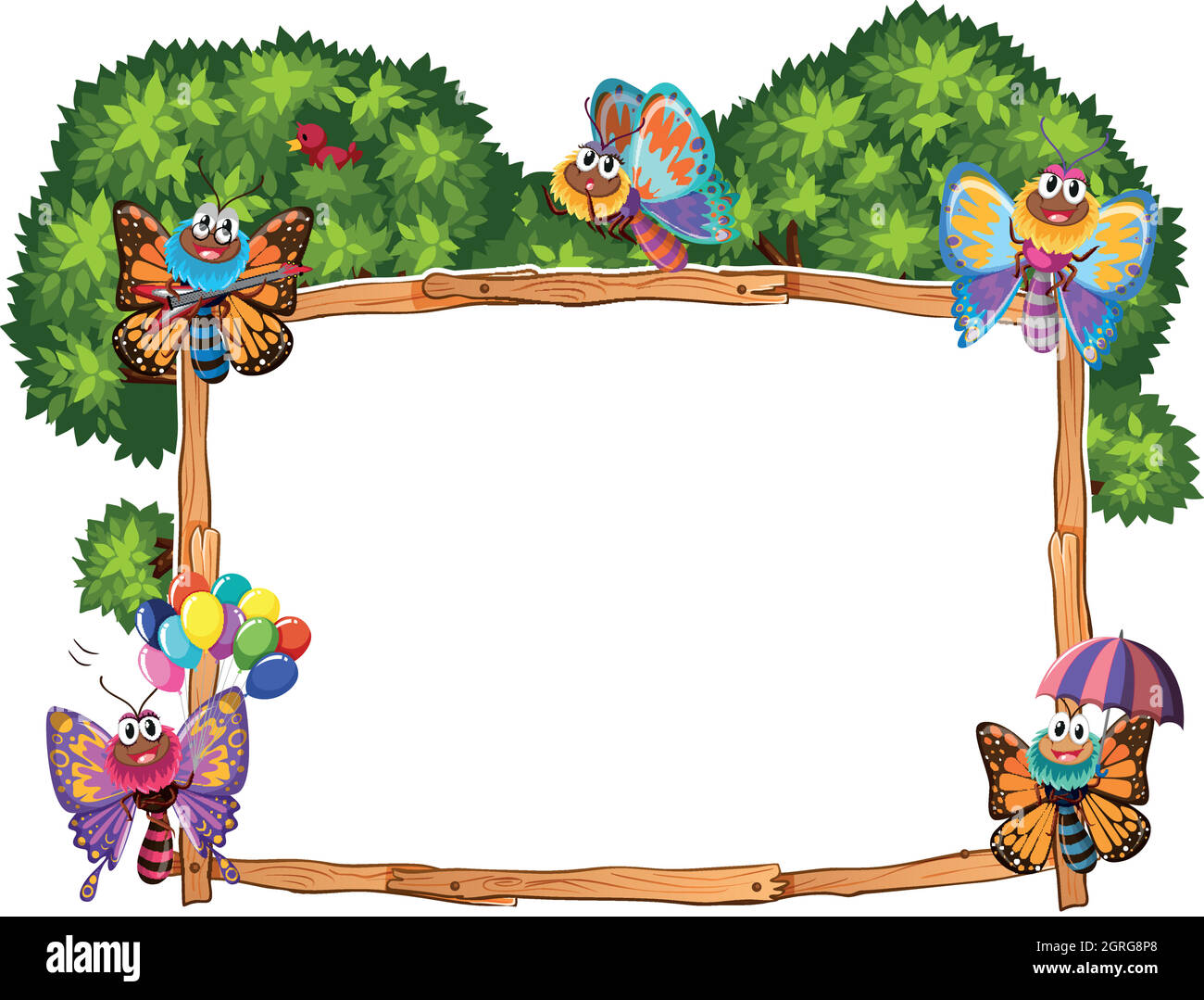 Border template with butterflies in garden Stock Vector Image & Art - Alamy
