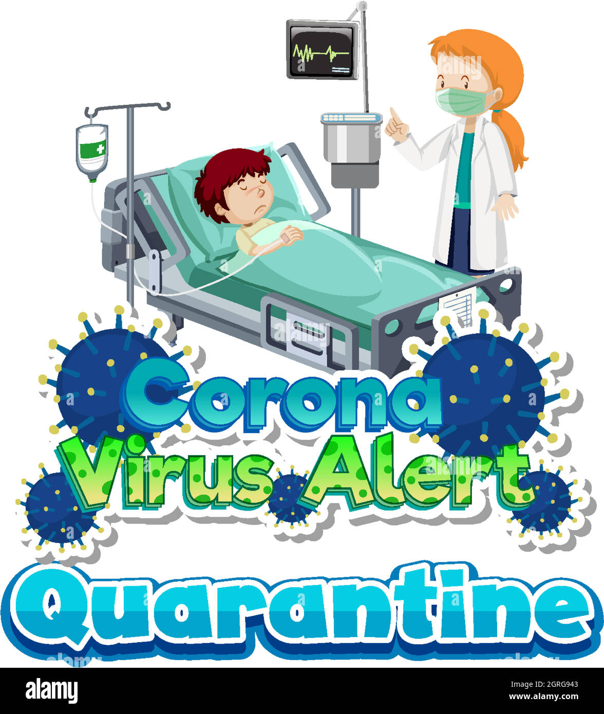 Poster design for coronavirus theme with sick boy in hospital Stock ...