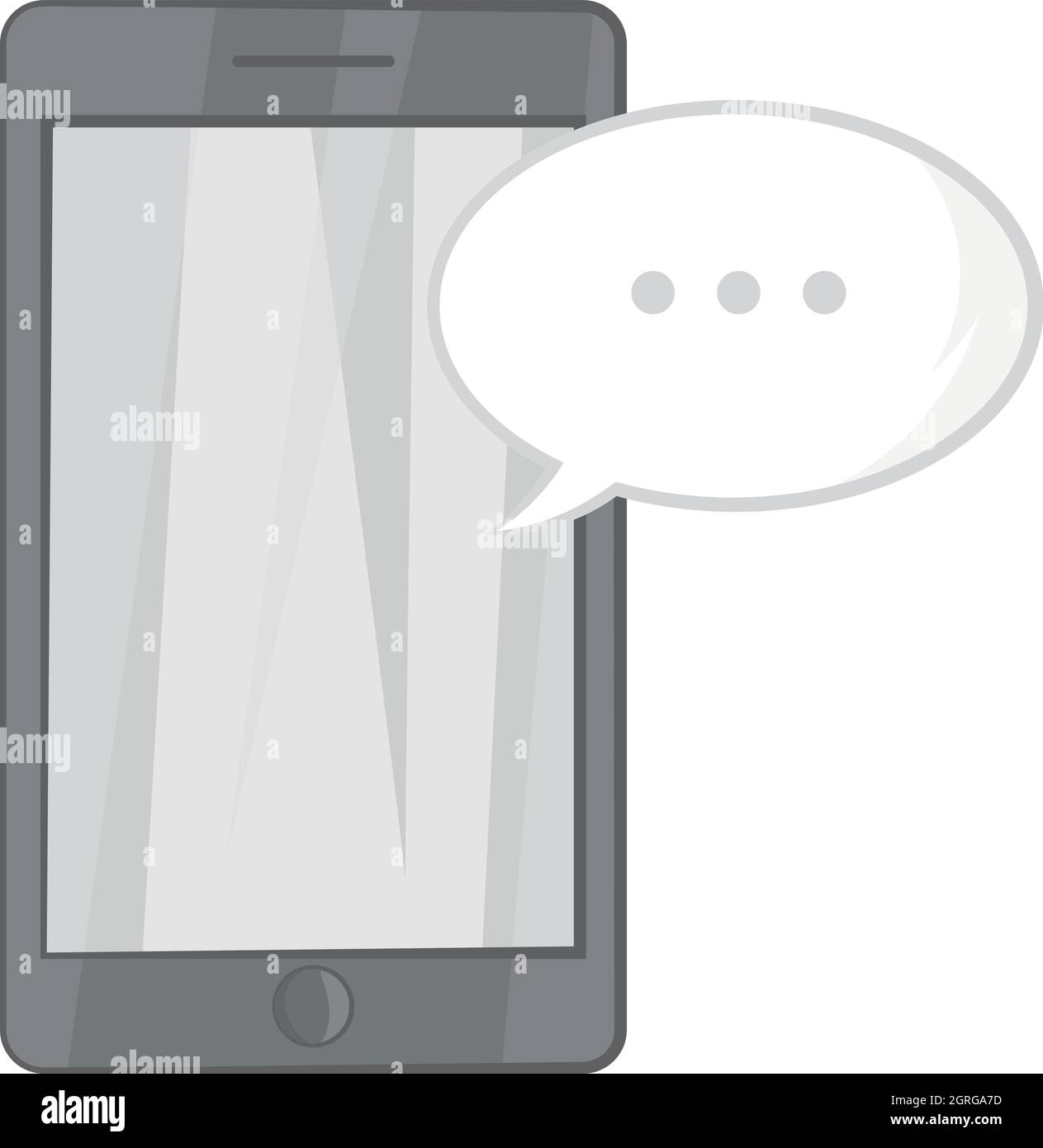 Speech bubble on phone icon, monochrome style Stock Vector Image & Art ...