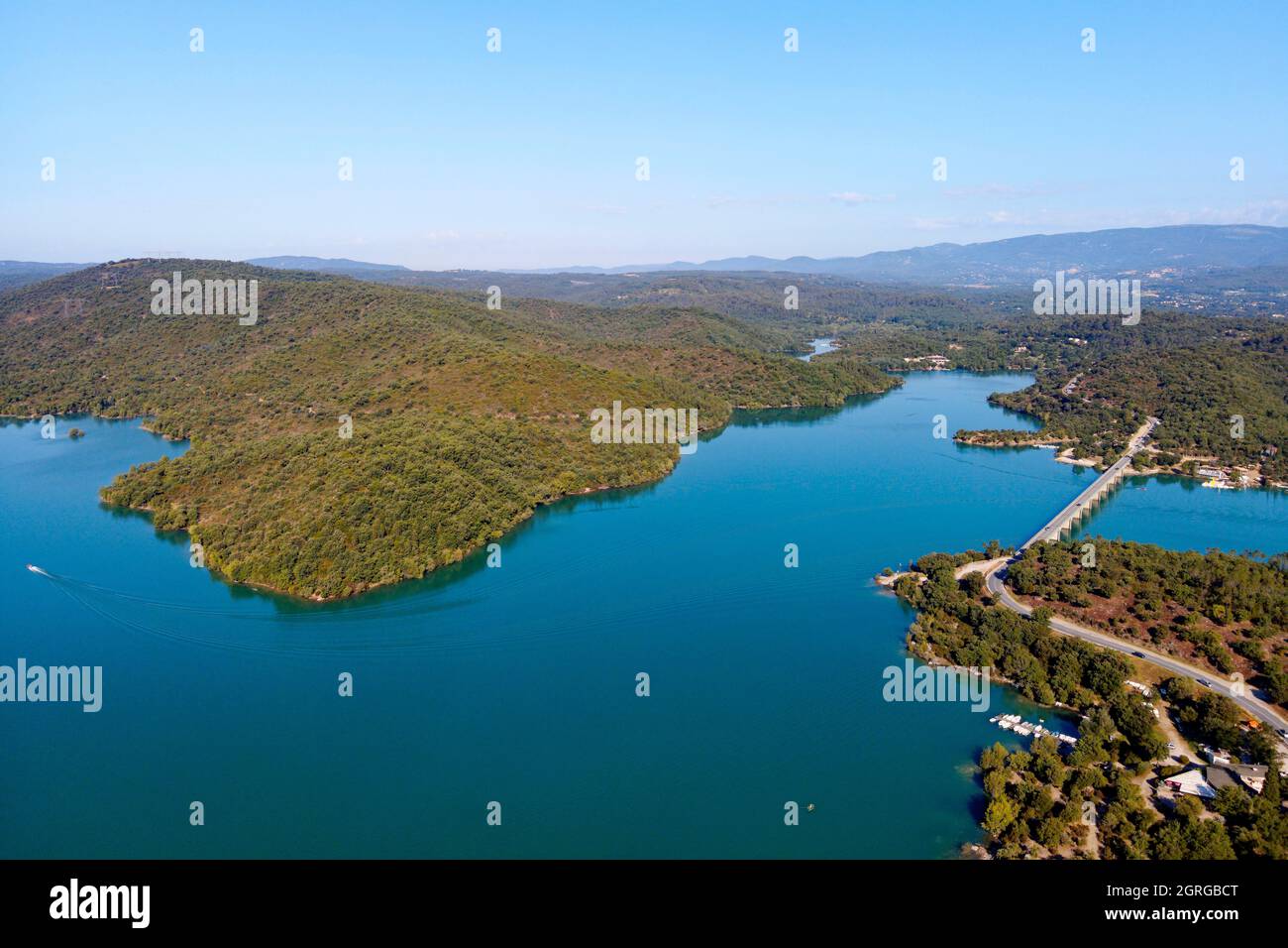 France, Var, Pays de Fayence, Saint Cassien lake (aerial view Stock ...