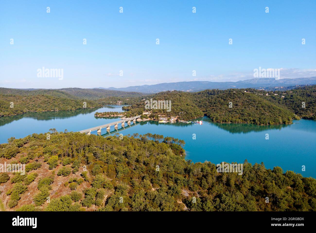France, Var, Pays de Fayence, Saint Cassien lake (aerial view Stock ...