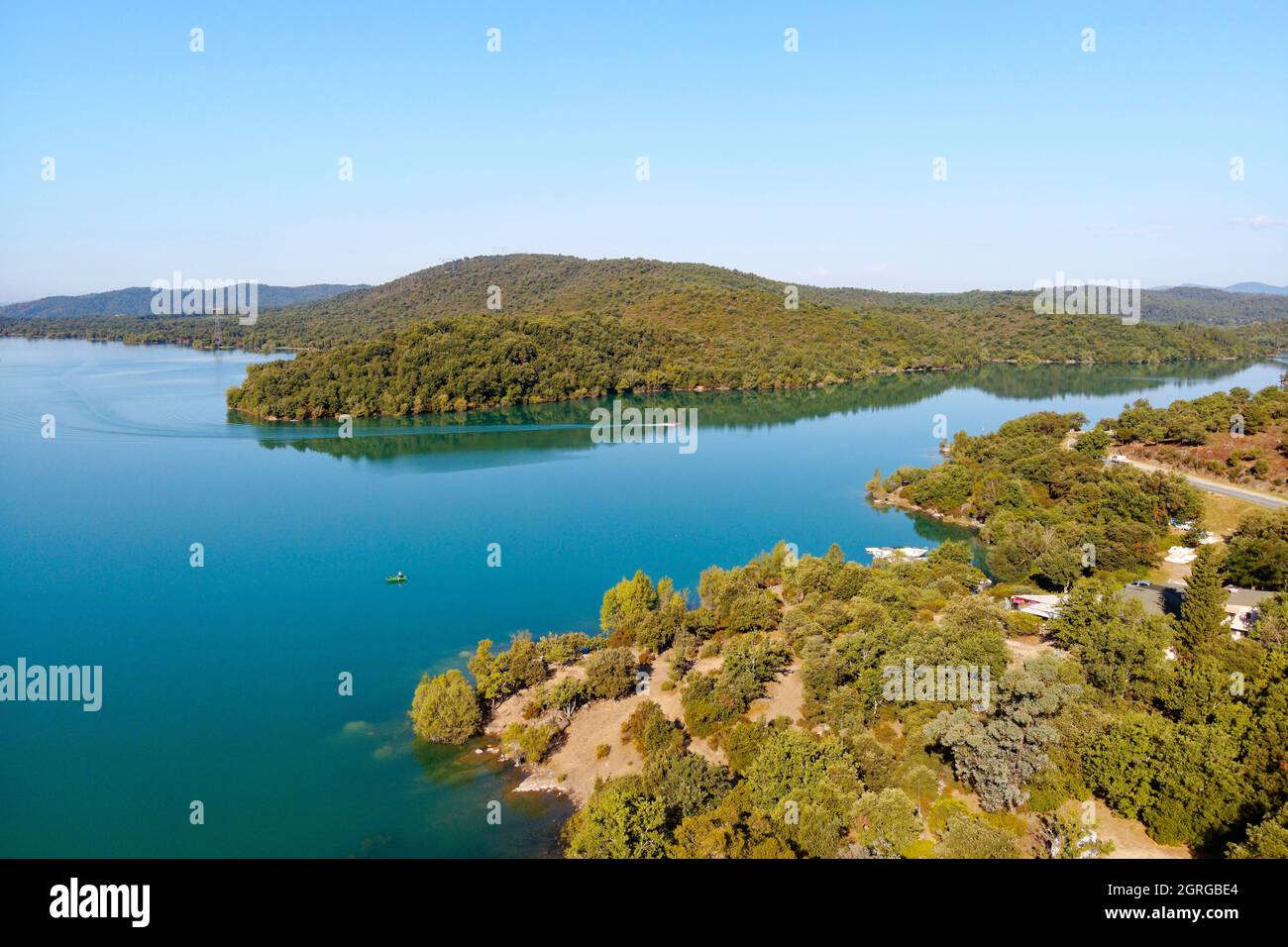 France, Var, Pays de Fayence, Saint Cassien lake (aerial view Stock ...