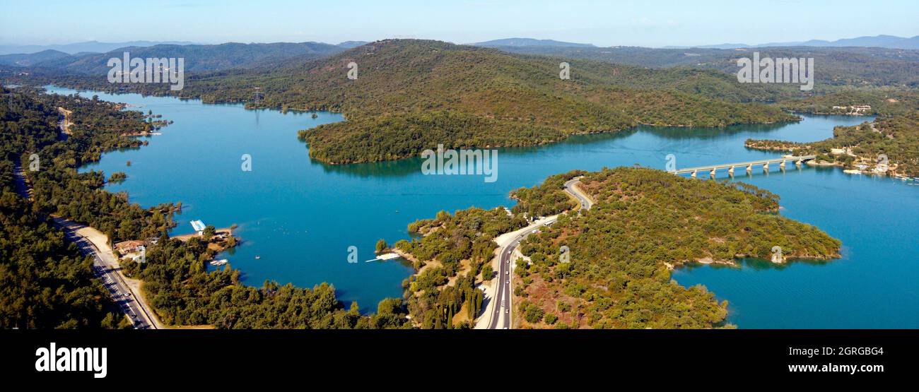 France, Var, Pays de Fayence, Saint Cassien lake (aerial view Stock ...