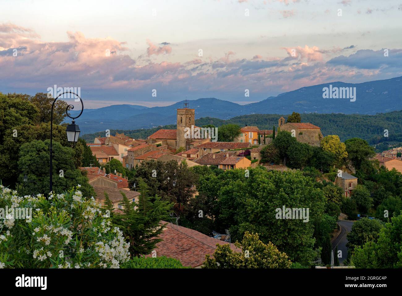 France, Var, Pays de Fayence, Montauroux village with Saint Bartholomew ...