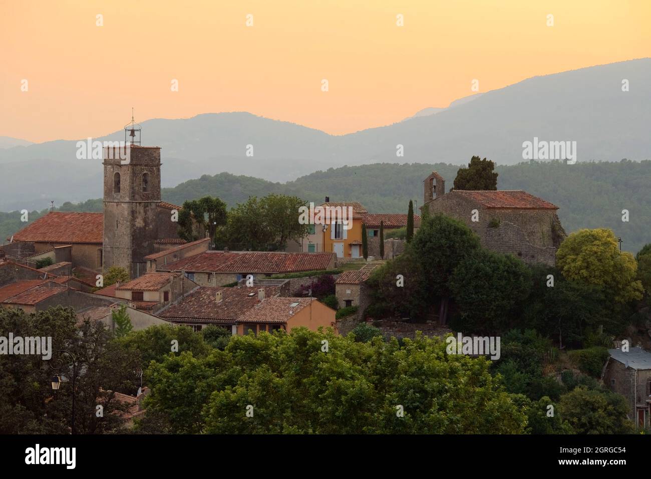 France, Var, Pays de Fayence, Montauroux village with Saint Bartholomew ...
