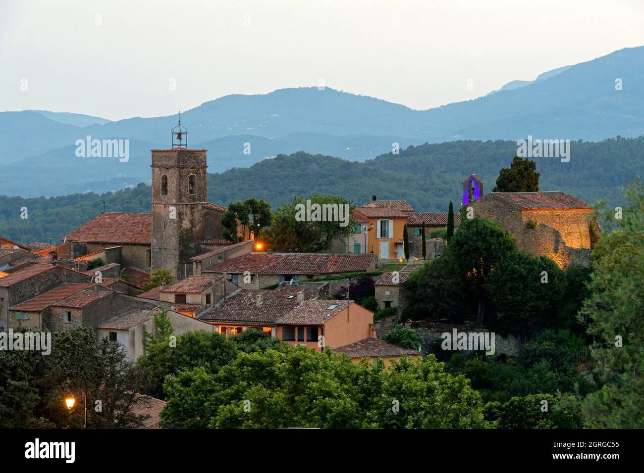 France, Var, Pays de Fayence, Montauroux village with Saint Bartholomew ...